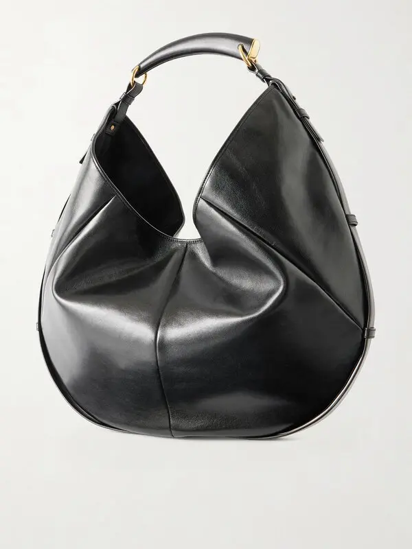 Saint Laurent Mombasa Paneled Leather Shoulder Bag - Black