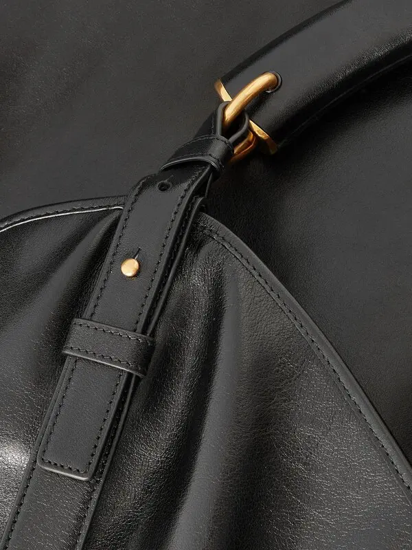 Saint Laurent Mombasa Paneled Leather Shoulder Bag - Black