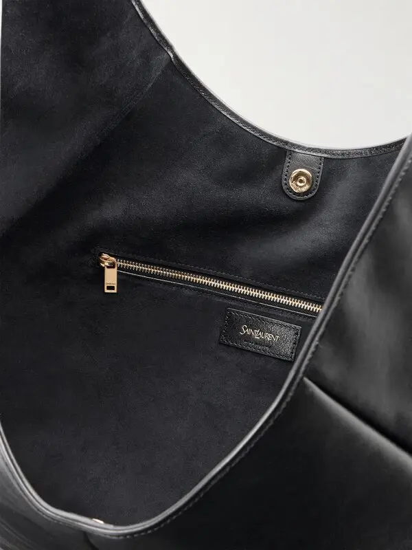 Saint Laurent Mombasa Paneled Leather Shoulder Bag - Black