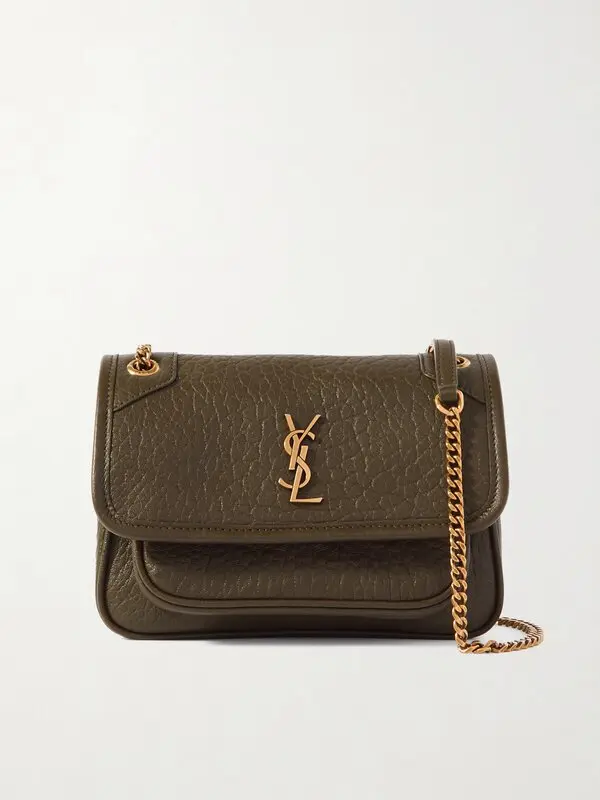 Saint Laurent Niki Mini Crinkled-leather Shoulder Bag