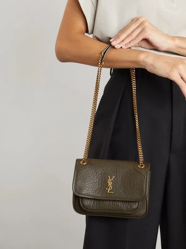 Saint Laurent Niki Mini Crinkled-leather Shoulder Bag