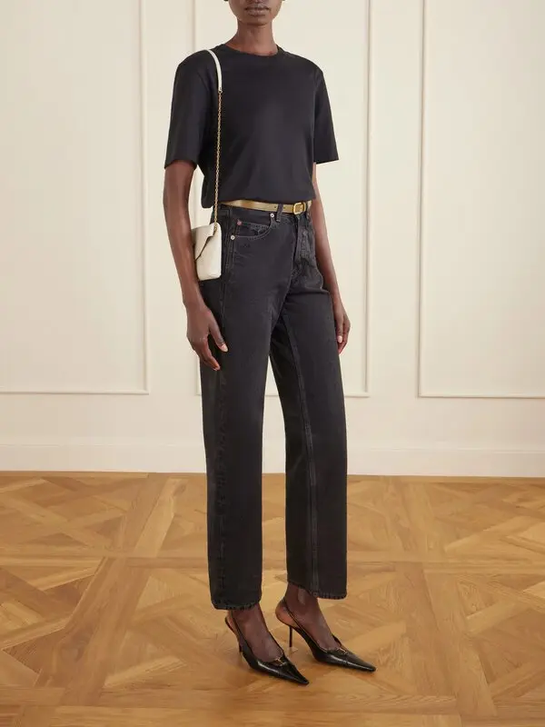 Saint Laurent Cassandre Textured-leather Shoulder Bag - Neutrals