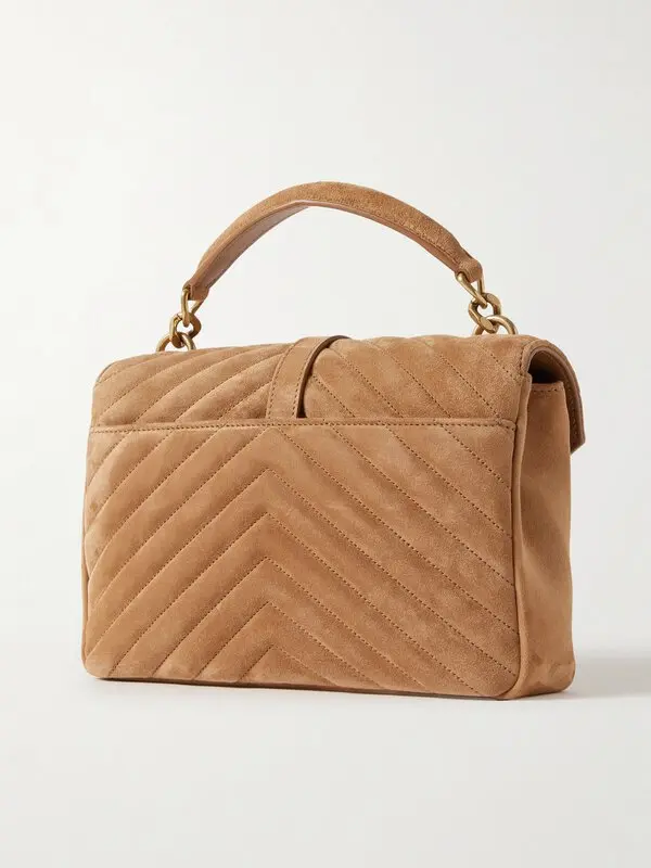 Saint Laurent College Medium Matelassé Suede Shoulder Bag