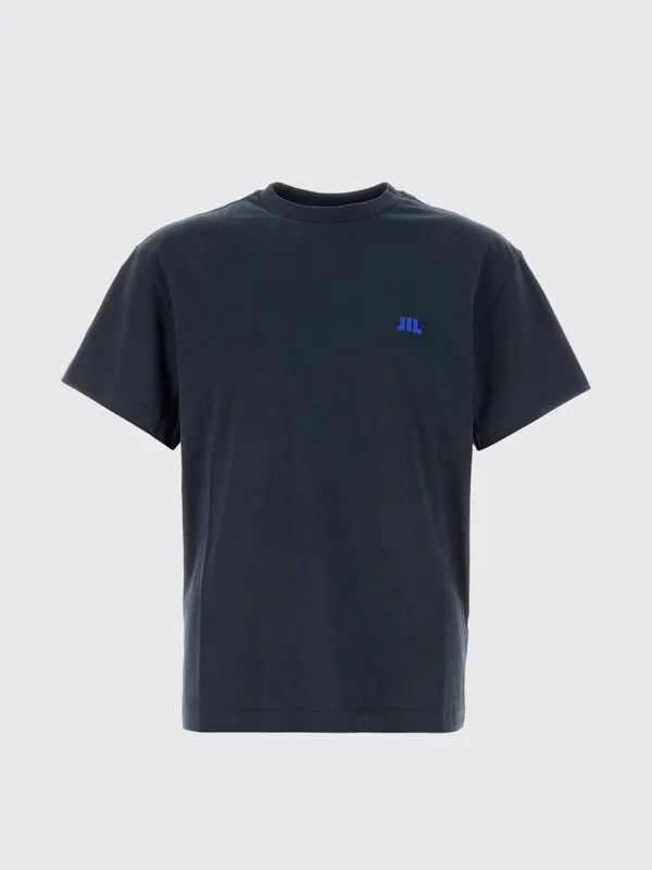 JIL SANDER Cotton Crewneck T-shirt With Contrast Logo On Chest - Blue