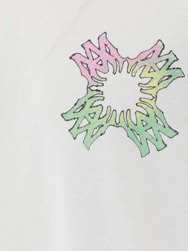 Amiri Cotton T-shirt With Flame Monogram Print And Dropped Shoulders