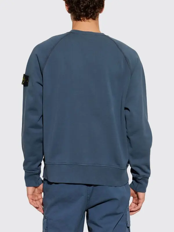 Stone Island Cotton Crewneck Sweatshirt With Compass Logo - Navy