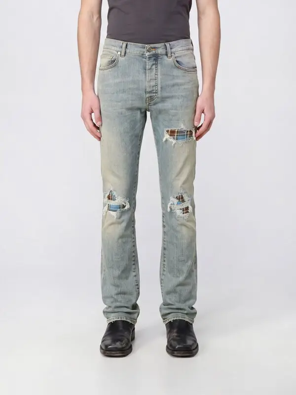 Amiri Distressed Straight Leg Jeans - Blue