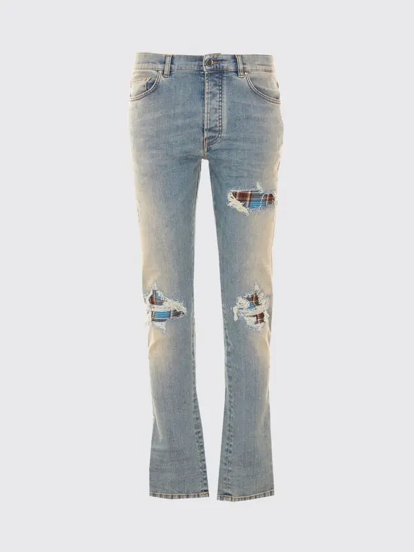 Amiri Distressed Straight Leg Jeans - Blue