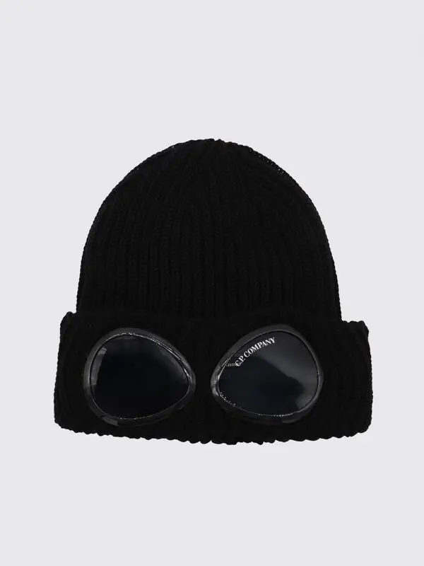C.P. COMPANY Ribbed Wool Beanie With Goggles - Black