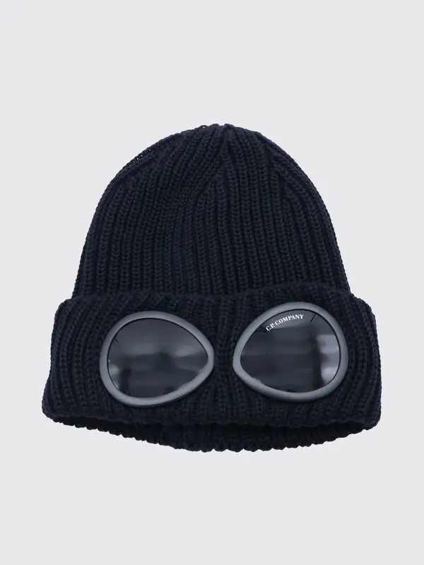 C.P. COMPANY Ribbed Wool Beanie With Iconic Goggles On The Cuff - Blue