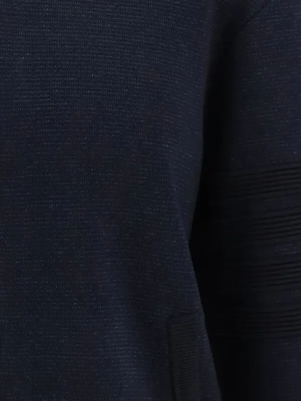 Thom Browne Wool Knit Zip-up Sweatshirt With Bomber Collar And 4-bar Motif - Navy