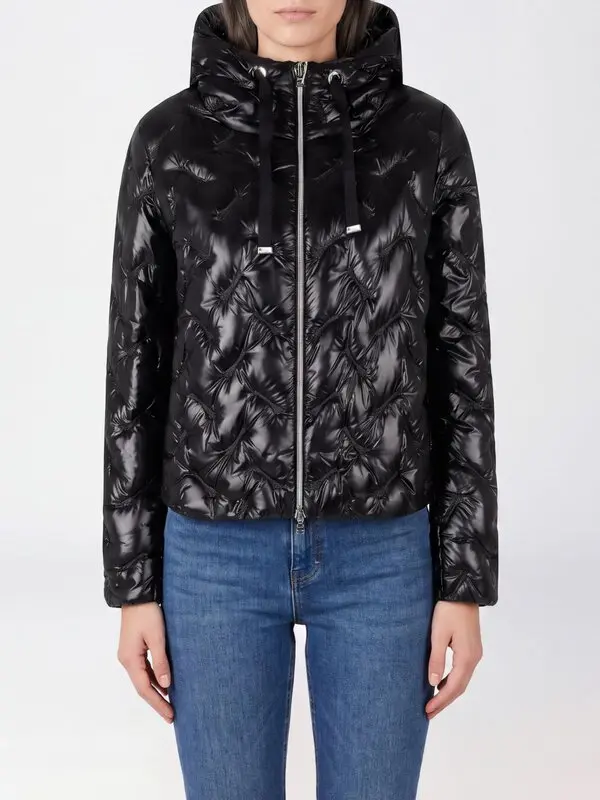 Herno Short Quilted Nylon Hooded Puffer Jacket With Zip Closure - Black