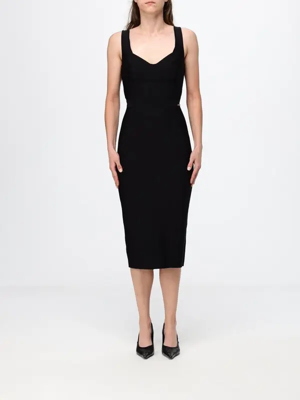Elisabetta Franchi Midi Dress With Square Neckline