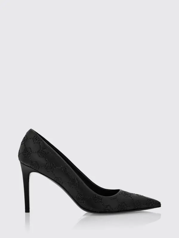 Philipp Plein Leather Stiletto Pumps With Rhinestone Embellishments - Black