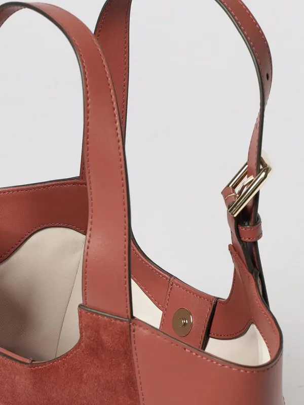 Furla Suede And Smooth Leather Shoulder Bag - Wine