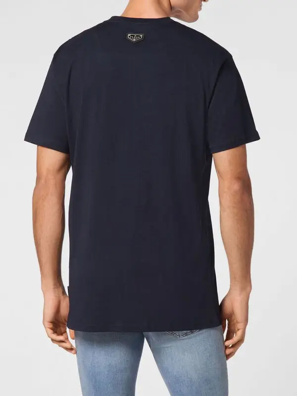 Philipp Plein Dropped Shoulder Cotton T-shirt With Monogram Logo - Blue