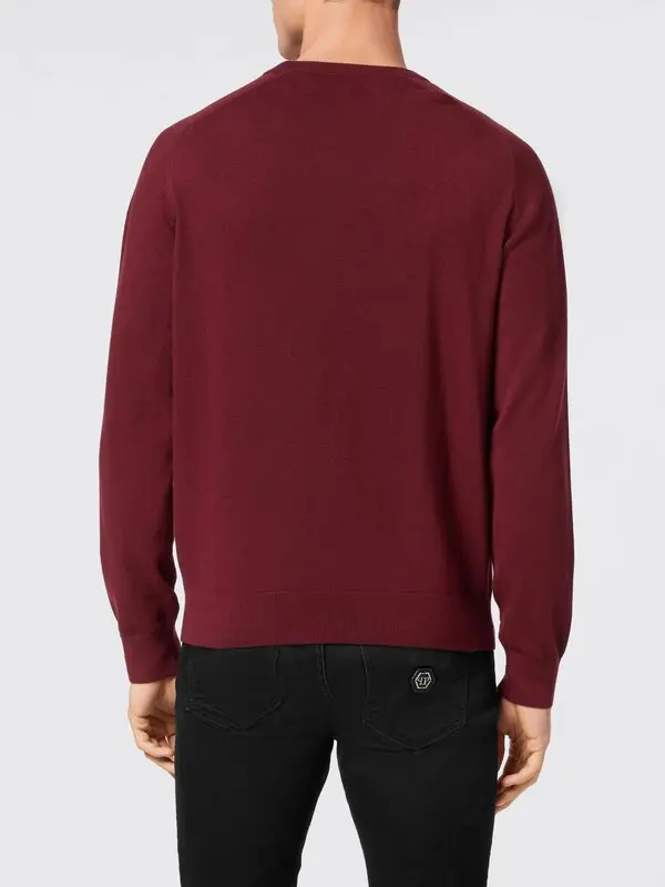Philipp Plein Long-sleeved Cotton Crewneck Sweater - Amaranth