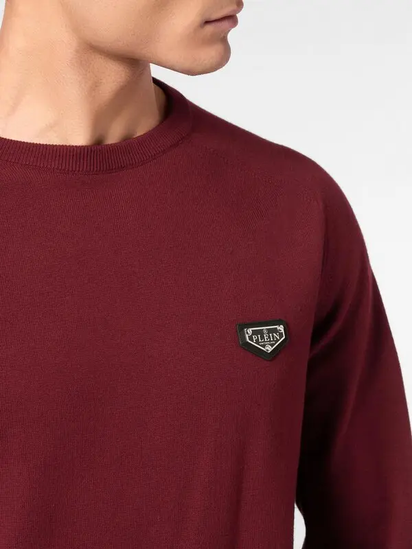 Philipp Plein Long-sleeved Cotton Crewneck Sweater - Amaranth
