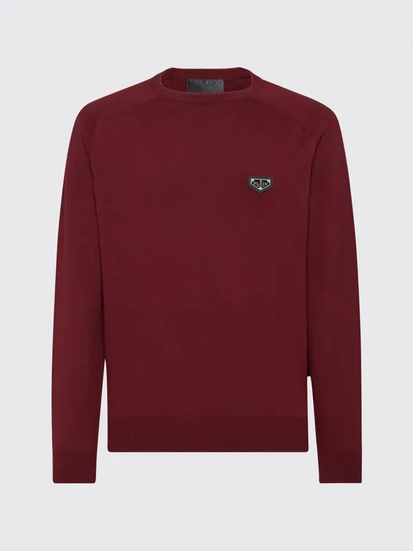 Philipp Plein Long-sleeved Cotton Crewneck Sweater - Amaranth