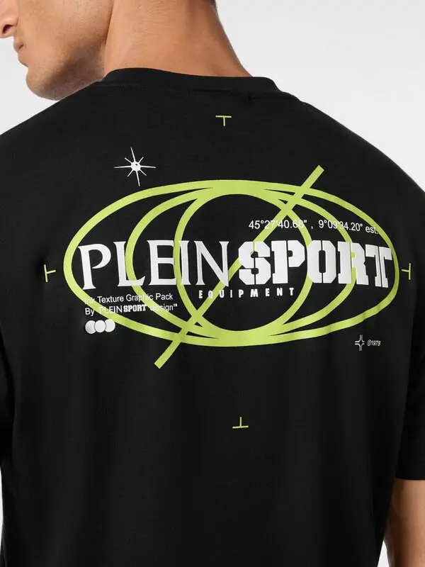 PLEIN SPORT Slim Fit Cotton T-shirt With Contrast Logo And Dropped Shoulders