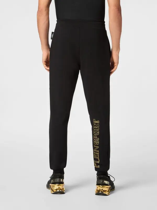 PLEIN SPORT Jersey Jogging Pants With Drawstring Waist And Printed Logo - Black 1