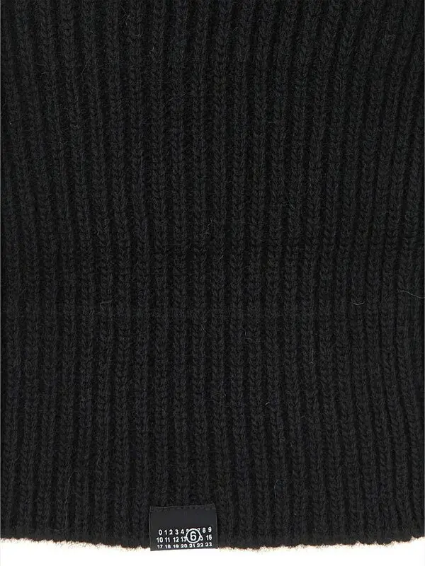 MAISON MARGIELA Ribbed Wool-blend Balaclava With Logo Patch - Black