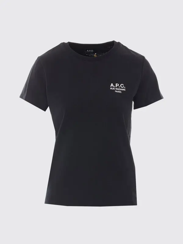 A.p.c. Slim Fit Cotton T-shirt With Contrast Logo - Black 1