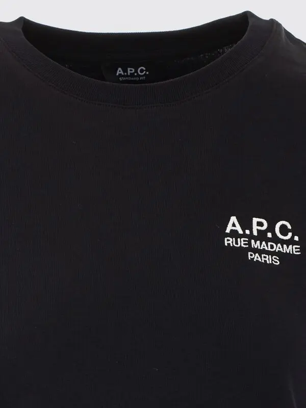 A.p.c. Slim Fit Cotton T-shirt With Contrast Logo - Black 1