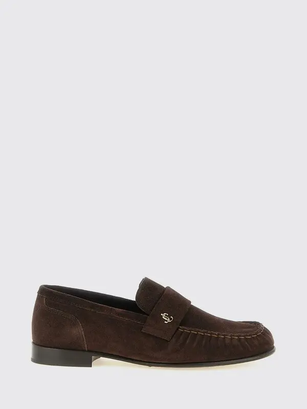 JIMMY CHOO Ellis Suede Penny Loafers With Metallic Monogram Hardware