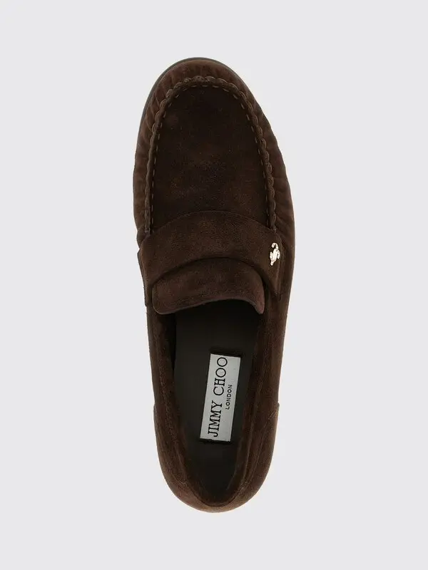 JIMMY CHOO Ellis Suede Penny Loafers With Metallic Monogram Hardware