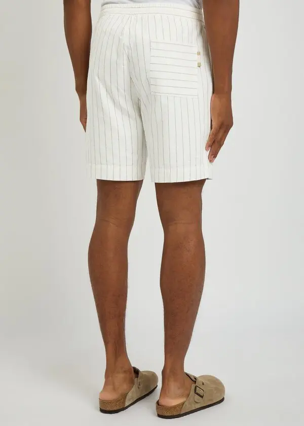CHE Franklin Striped Cotton And Linen-blend Shorts