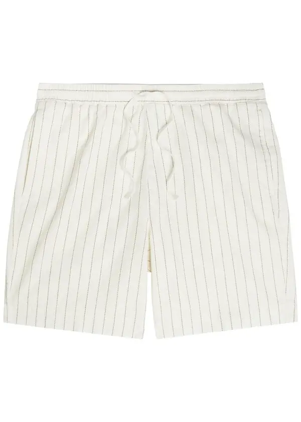 CHE Ché Franklin Striped Cotton And Linen-blend Shorts