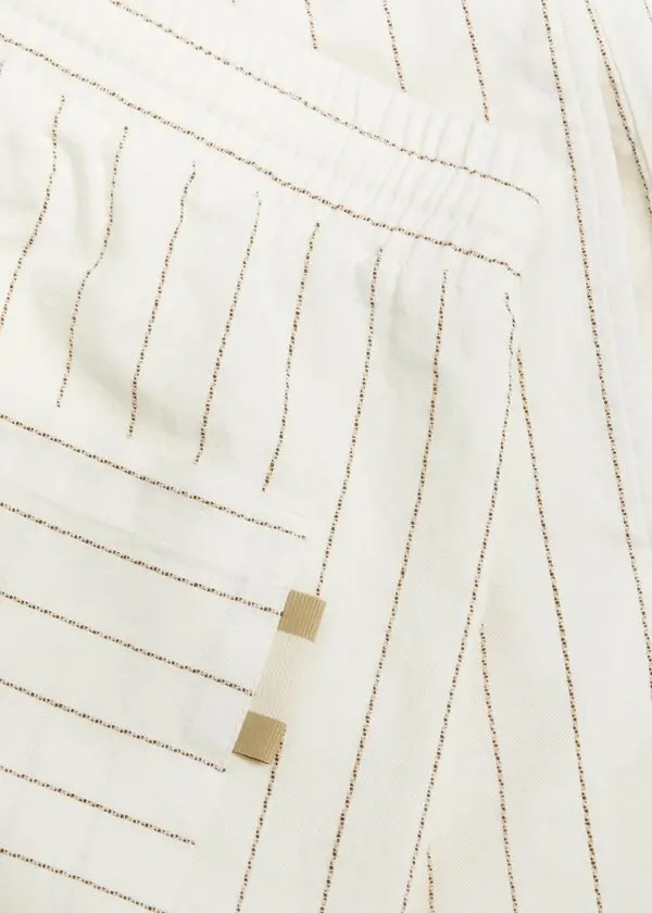 CHE Ché Franklin Striped Cotton And Linen-blend Shorts