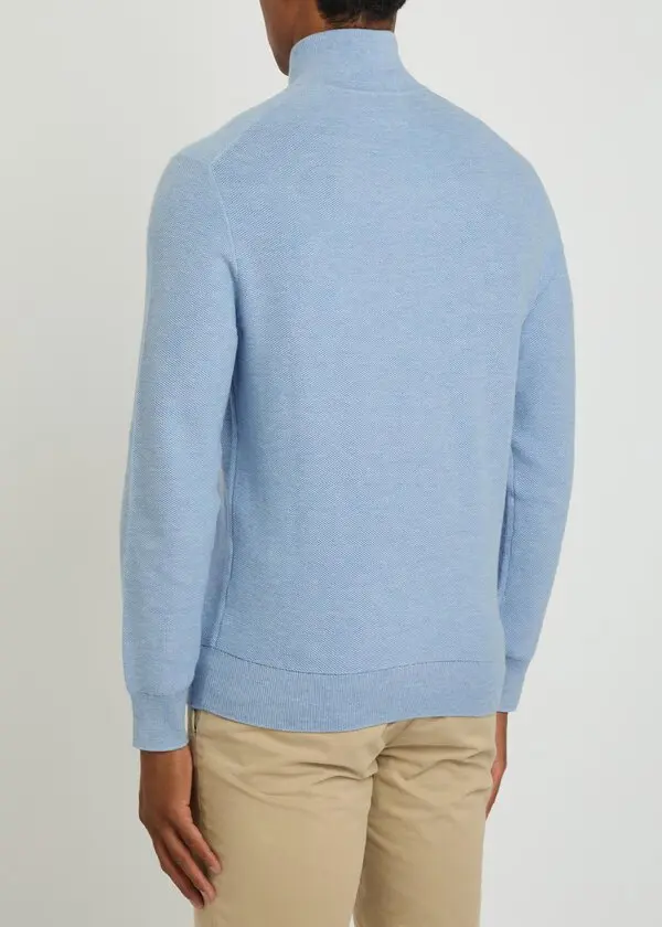 Polo Ralph Lauren Logo-embroidered Half-zip Piqué Cotton Jumper - Blue