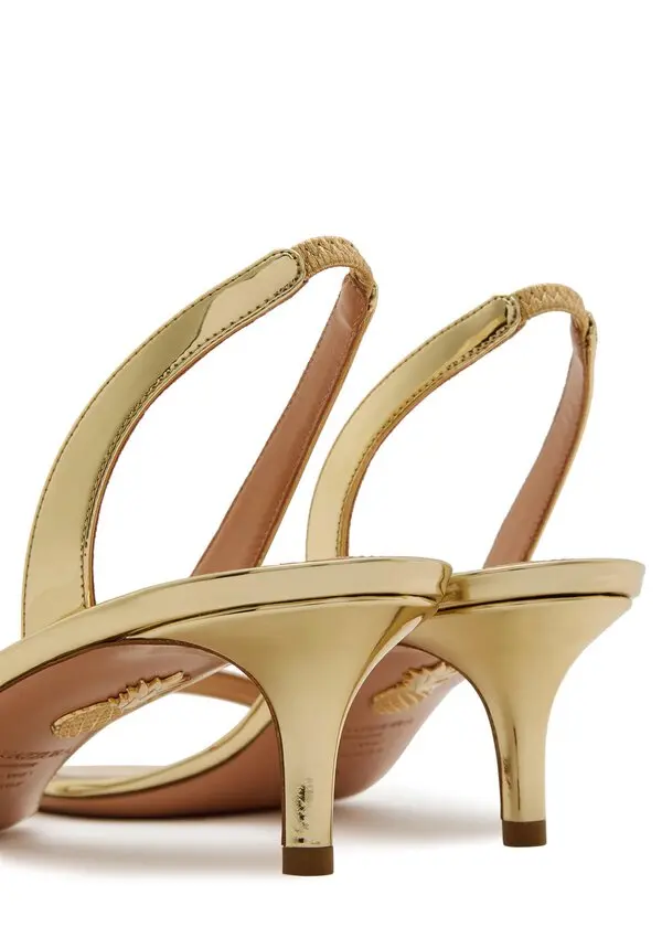 AQUAZZURA Aquazzurra So Nude Metallic Leather Sandals - Gold