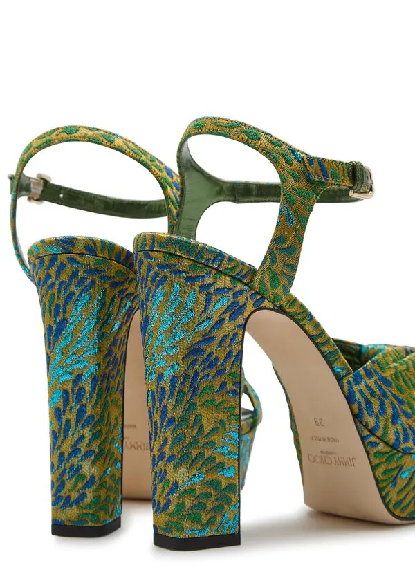 JIMMY CHOO Heloise 120 Brocade Platform Sandals
