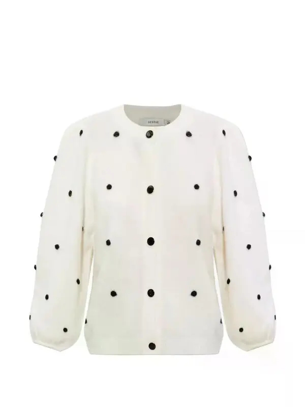 GESTUZ Puff-sleeve Embroidered Cardigan