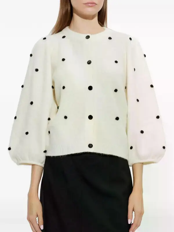 GESTUZ Puff-sleeve Embroidered Cardigan