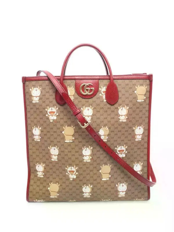 Gucci Gg Supreme Tote Bag With Doraemon Print