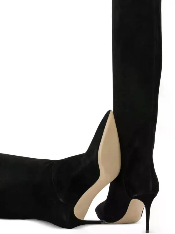 Casadei Suede Pointed-toe Knee-high Boots