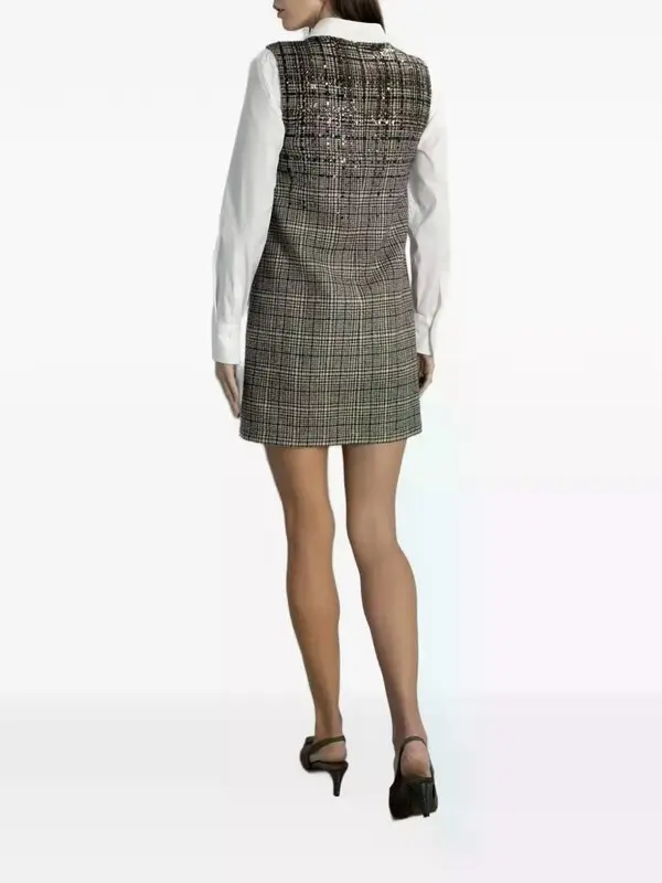 Brunello Cucinelli Sleeveless Sequined Check Pattern Dress