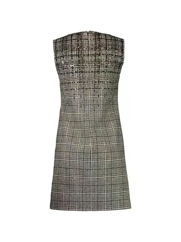 Brunello Cucinelli Sleeveless Sequined Check Pattern Dress