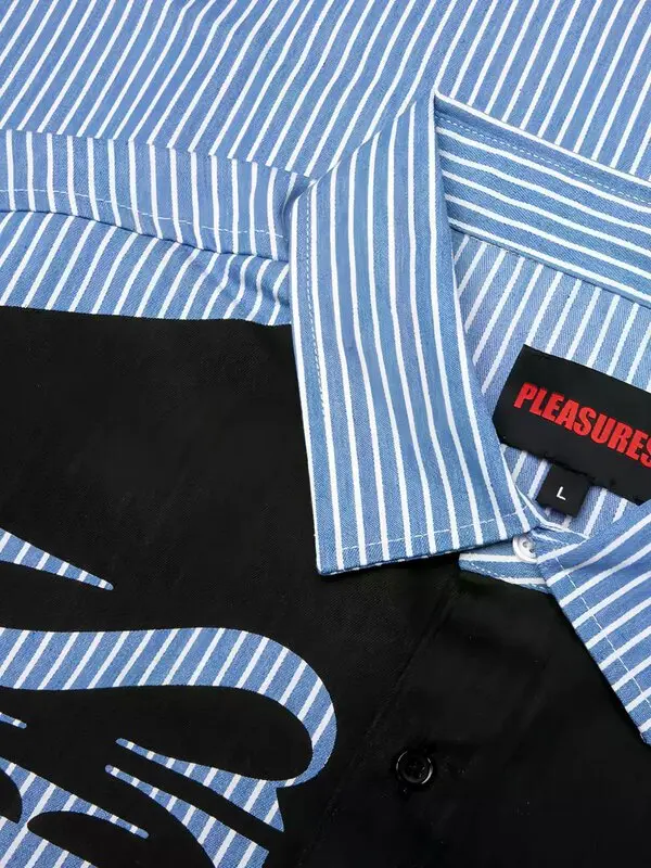 PLEASURES Logo-print Striped Shirt
