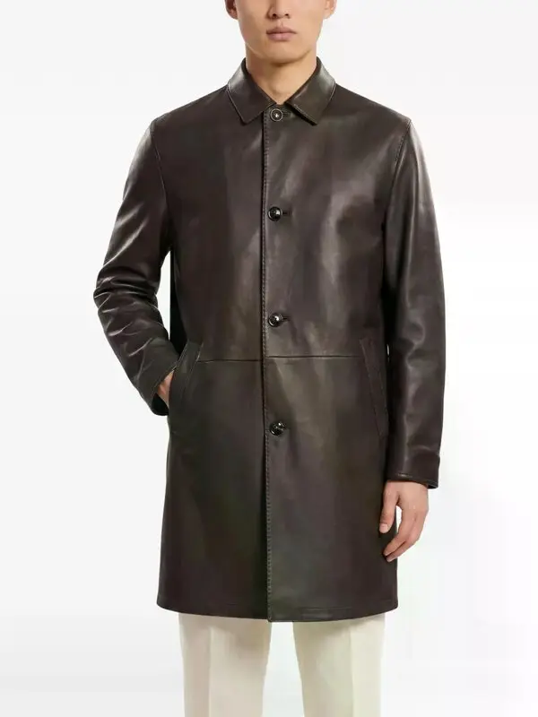 Kiton Single-breasted Leather Coat