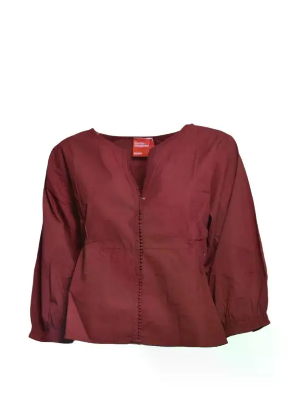 MERCI Bobble-trim V-neck Blouse - Red
