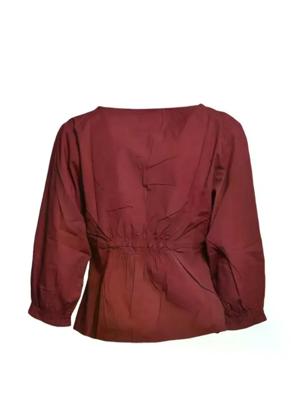 MERCI Bobble-trim V-neck Blouse - Red