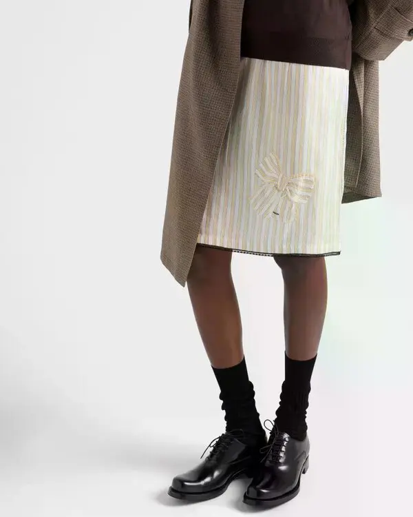 Prada Striped Skirt With Embroidered Bow Appliqu