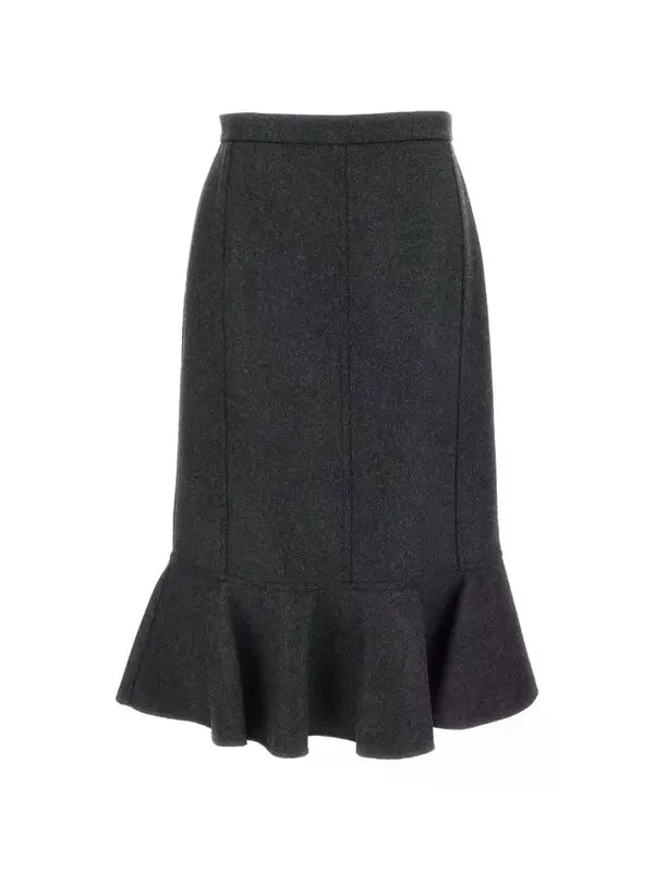 Plan C Ruffled Hem Midi Skirt