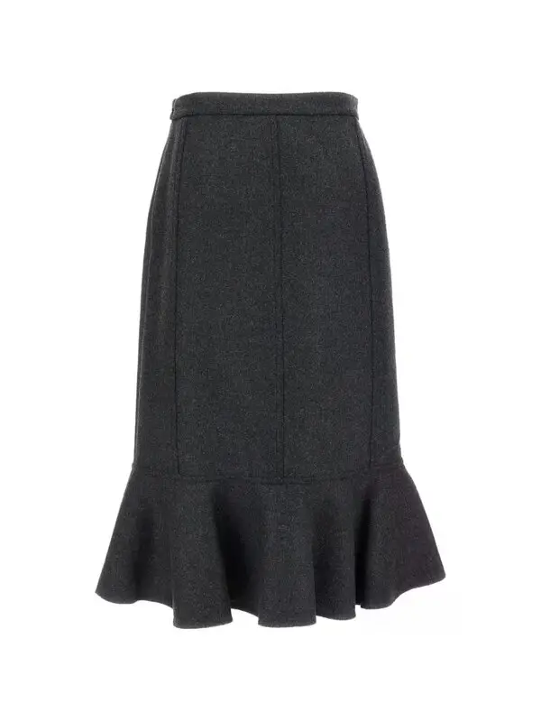 Plan C Ruffled Hem Midi Skirt