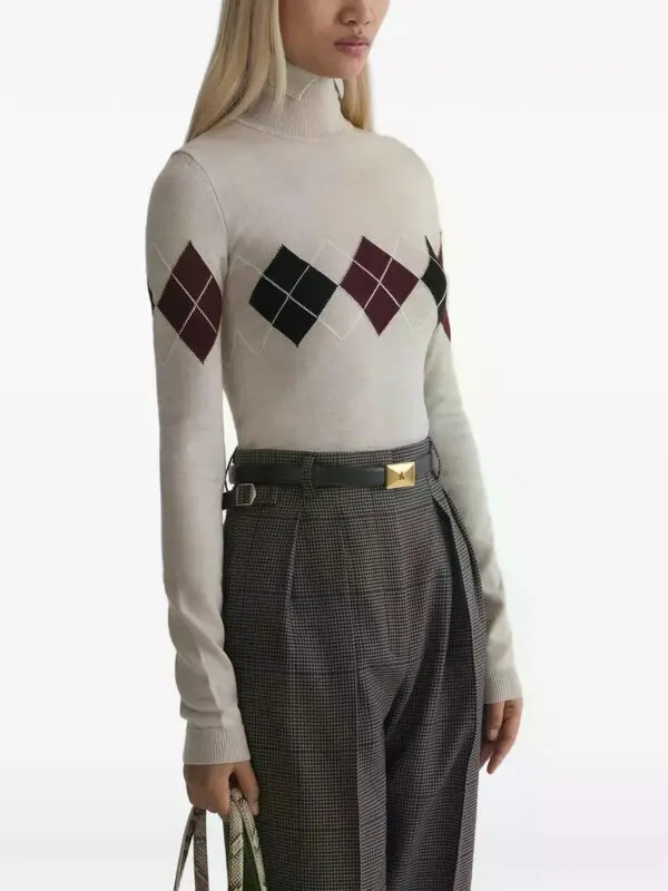 MUGLER Argyle Top